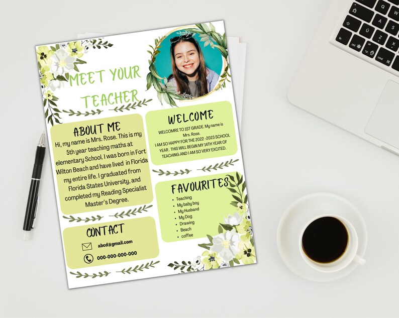 Editable Meet the Teacher Template for Back to School Customizable ...