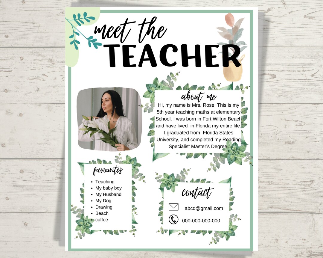 Fully Customizable Meet the Teacher Template | Perfect for Introducing ...