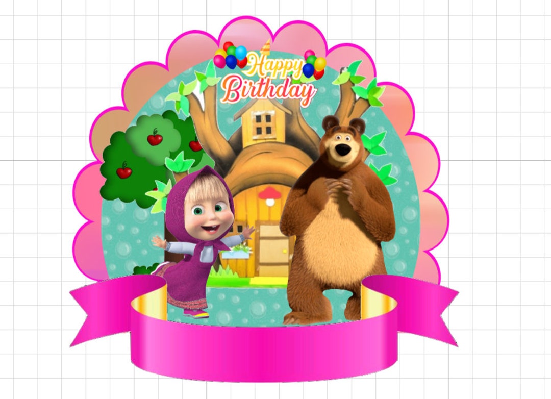 Masha and the Bear Cake Topper Personalized Any Name and Age - Etsy