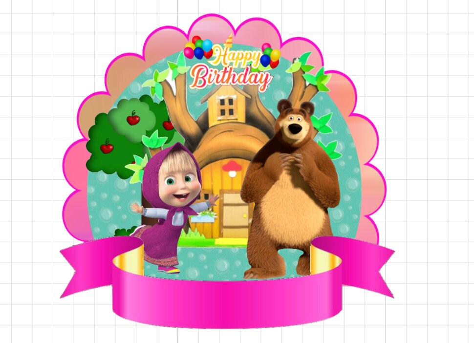 Masha and the Bear Cake Topper Personalized Any Name and Age - Etsy