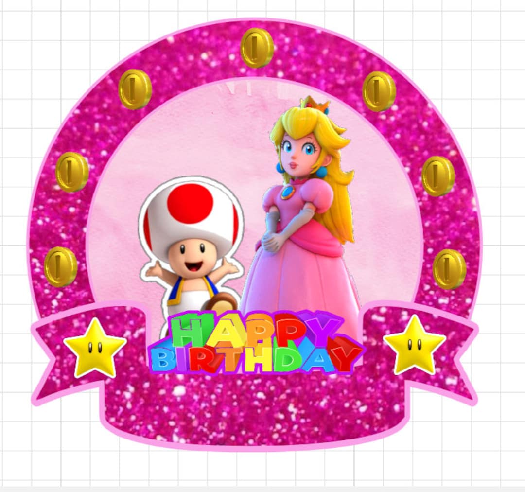 Princess Peach Super Mario Bross Cake Topper Personalized Any - Etsy