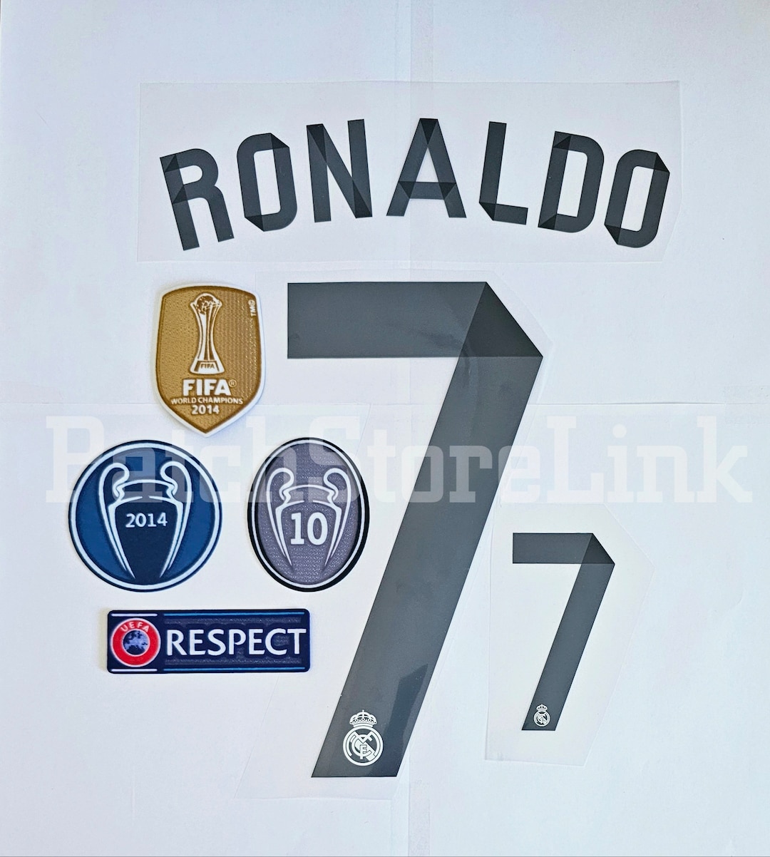 Ronaldo 7 Nameset and Patch Champions League 2014-2015 Real Madrid ...
