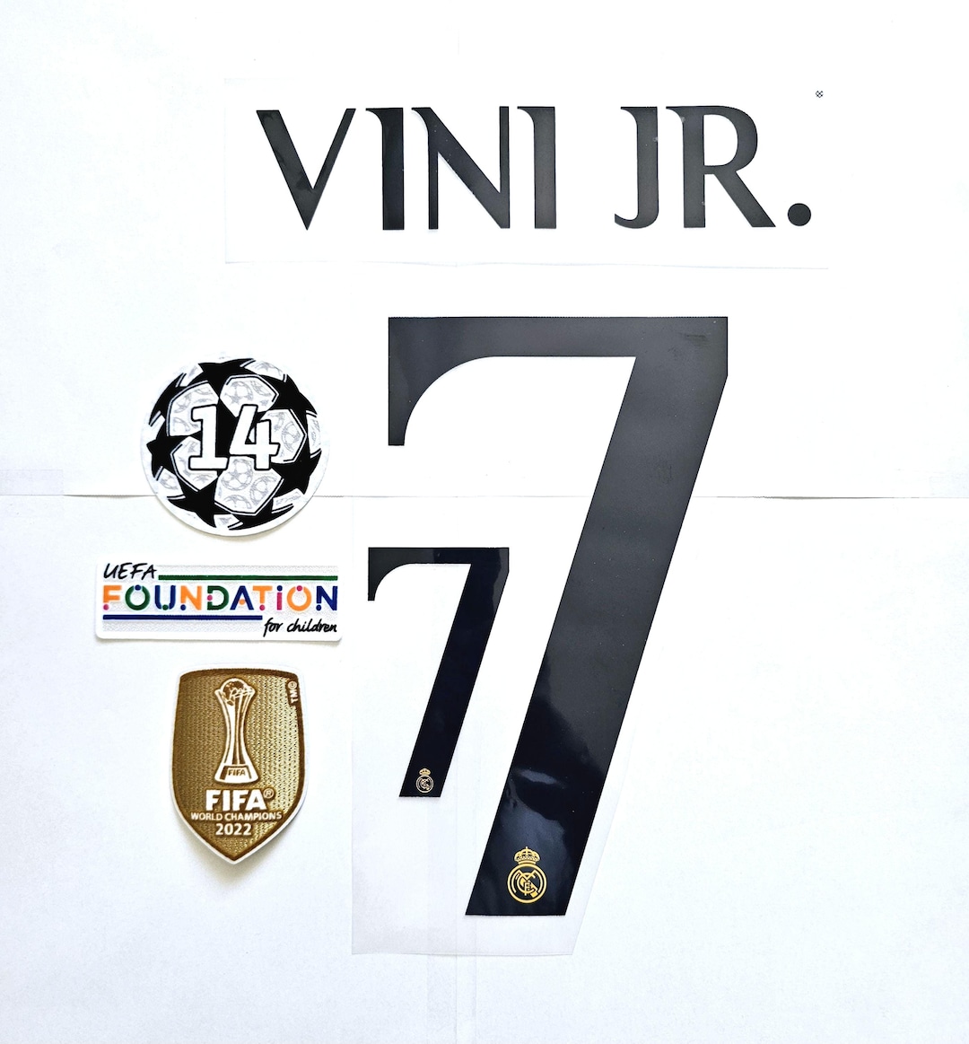 Vini Jr. Vinicius Junior #7 Home and Away Nameset and Patches Champions ...