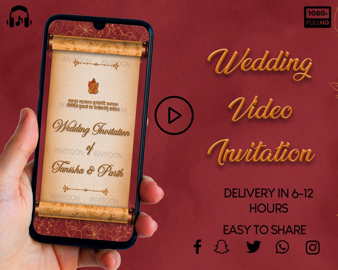 Traditional Scroll Indian Wedding Video Invitation - Etsy