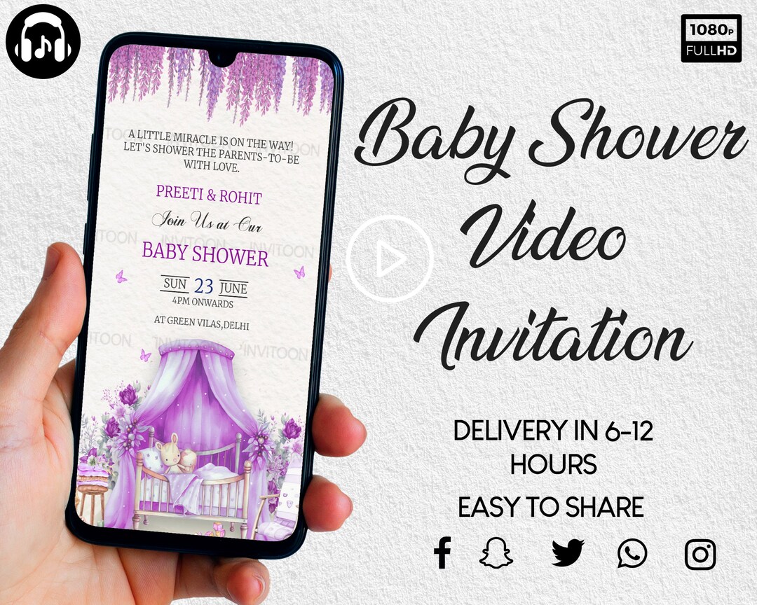 Buy Baby Shower Video Invitation, Birthday Party Invitation, Gender ...