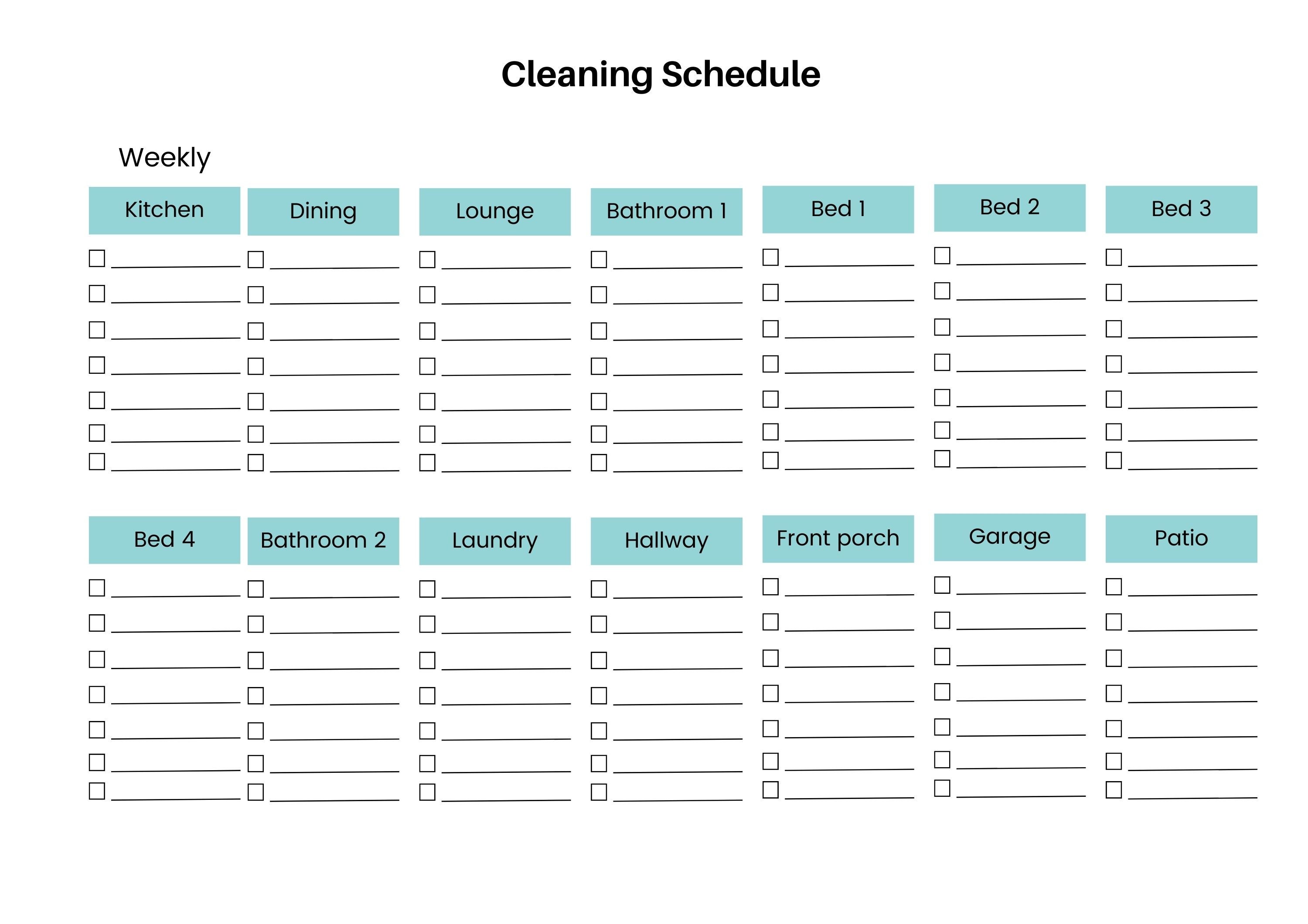 Editable Cleaning Routine Schedule Download PDF Weekly Fortnightly ...