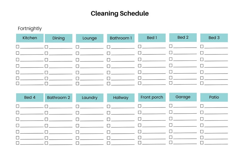 Editable Cleaning Routine Schedule Download PDF Weekly Fortnightly ...