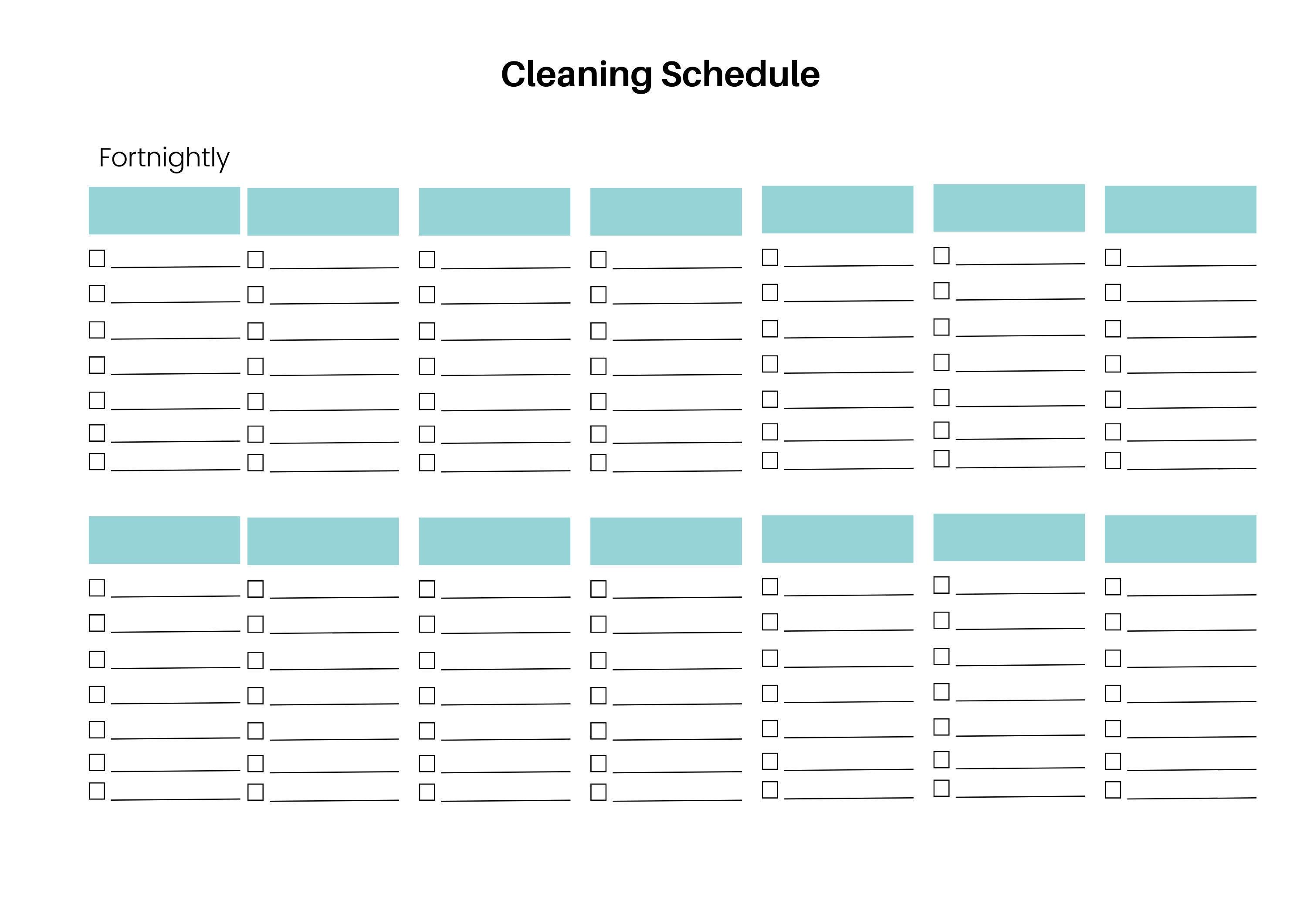 Editable Cleaning Routine Schedule Download PDF Weekly Fortnightly ...