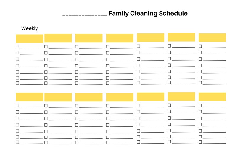 Editable Family Cleaning Routine Schedule Household Task Organisation ...