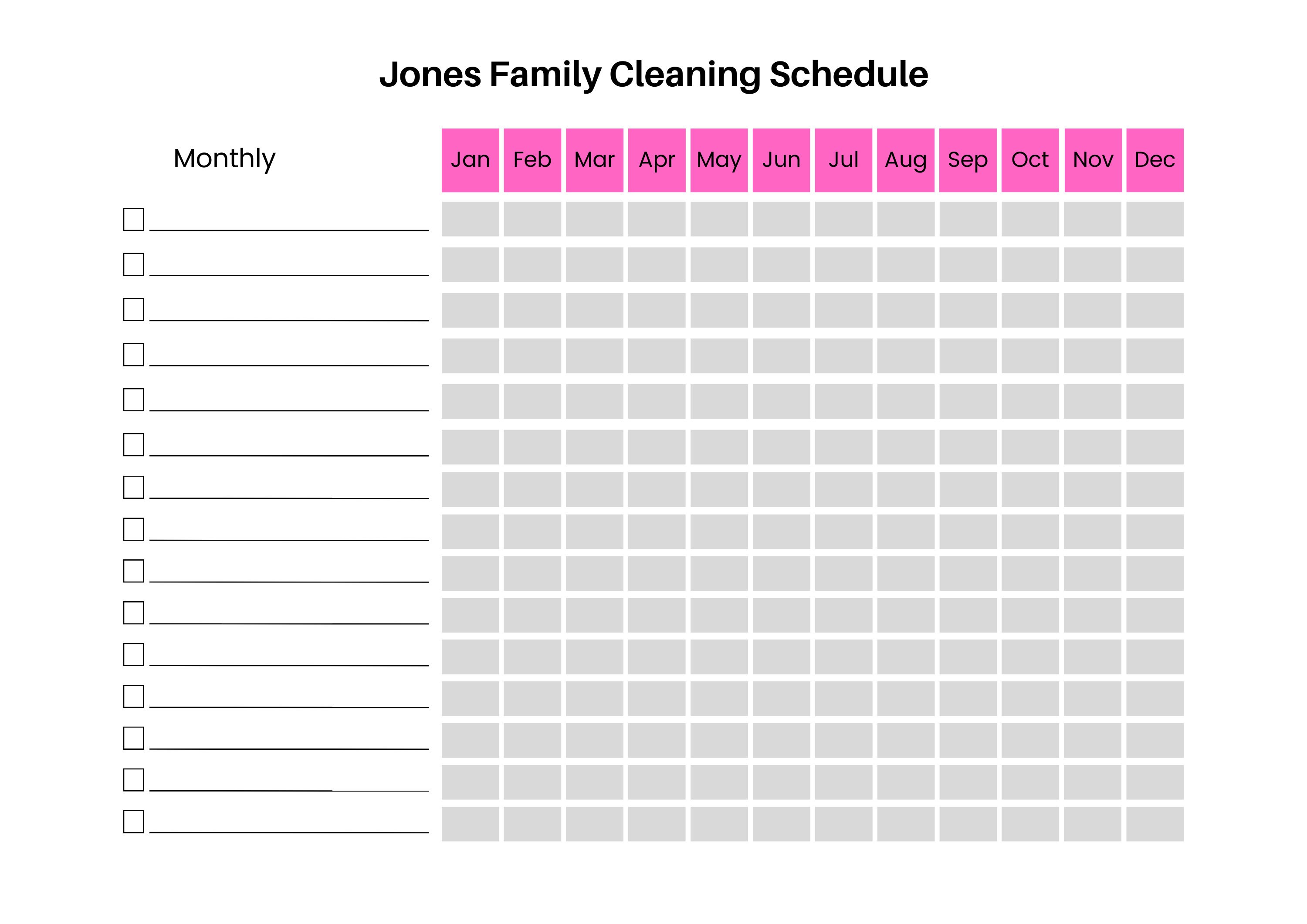 Editable Family Cleaning Routine Schedule Household Task Organisation ...