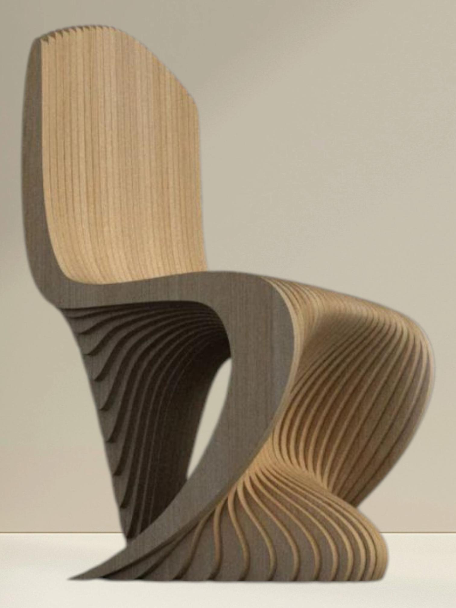 Wooden Chair Modern Parametric Wavy Lounge Chair Designer Furniture ...