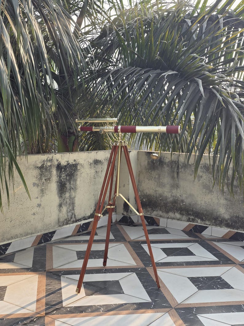 Personalized Luxury Vintage Brass Telescope With Wooden Tripod Nautical ...