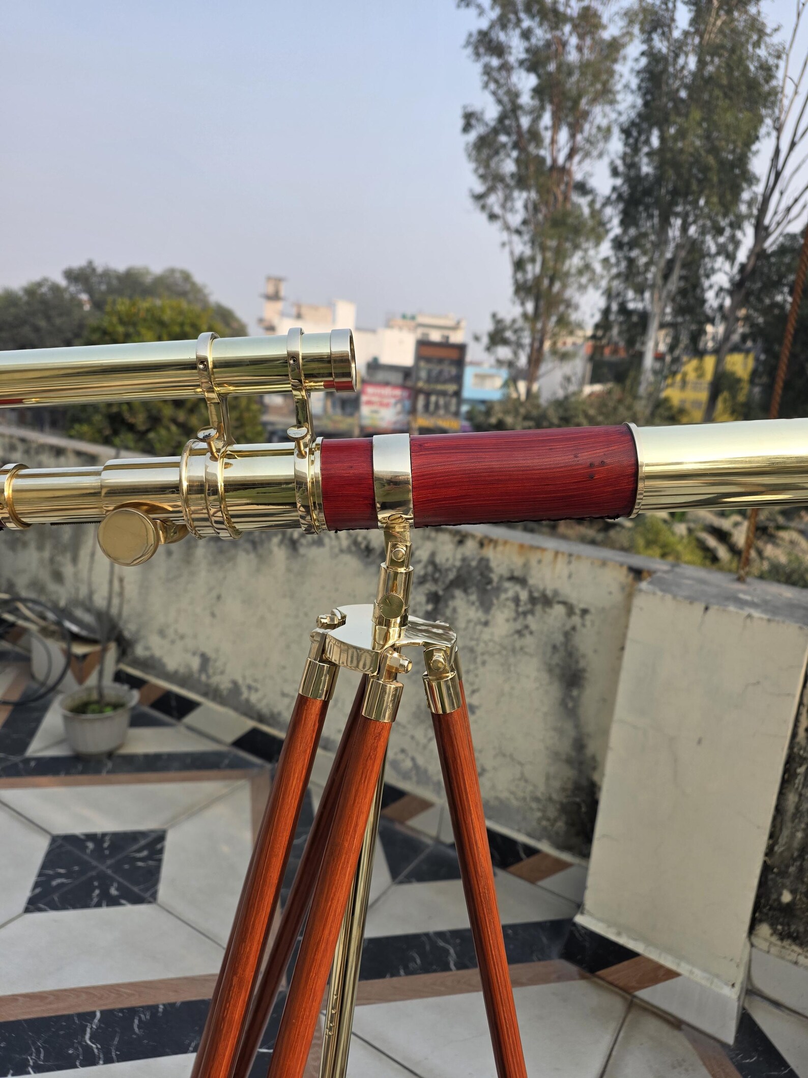 Personalized Luxury Vintage Brass Telescope With Wooden Tripod Nautical ...