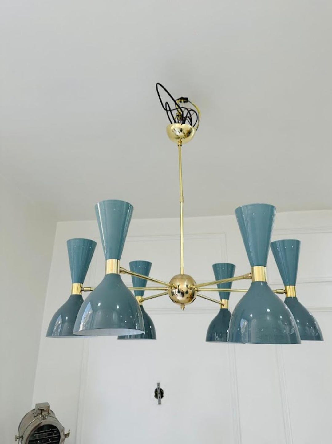 Sputnik Chandelier Modern Mid-century 6 Arms 12 Lights Handmade Brass ...