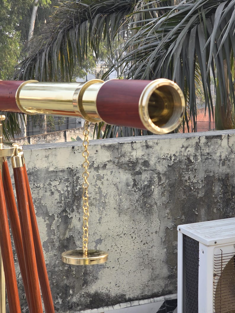 Personalized Luxury Vintage Brass Telescope With Wooden Tripod Nautical ...