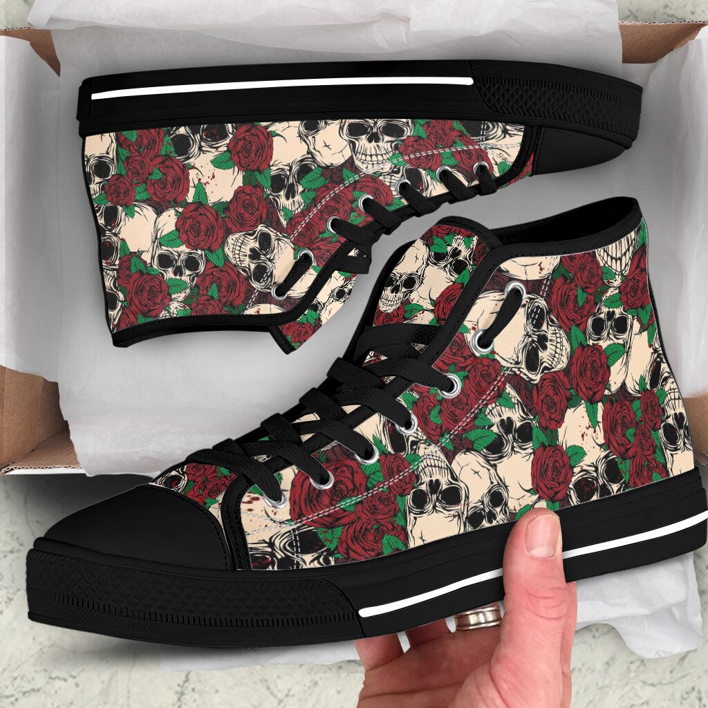 Skulls and Roses Shoes, Skulls Shoes - Etsy