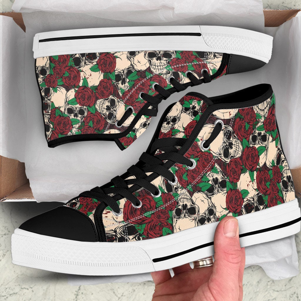Skulls and Roses Shoes, Skulls Shoes - Etsy
