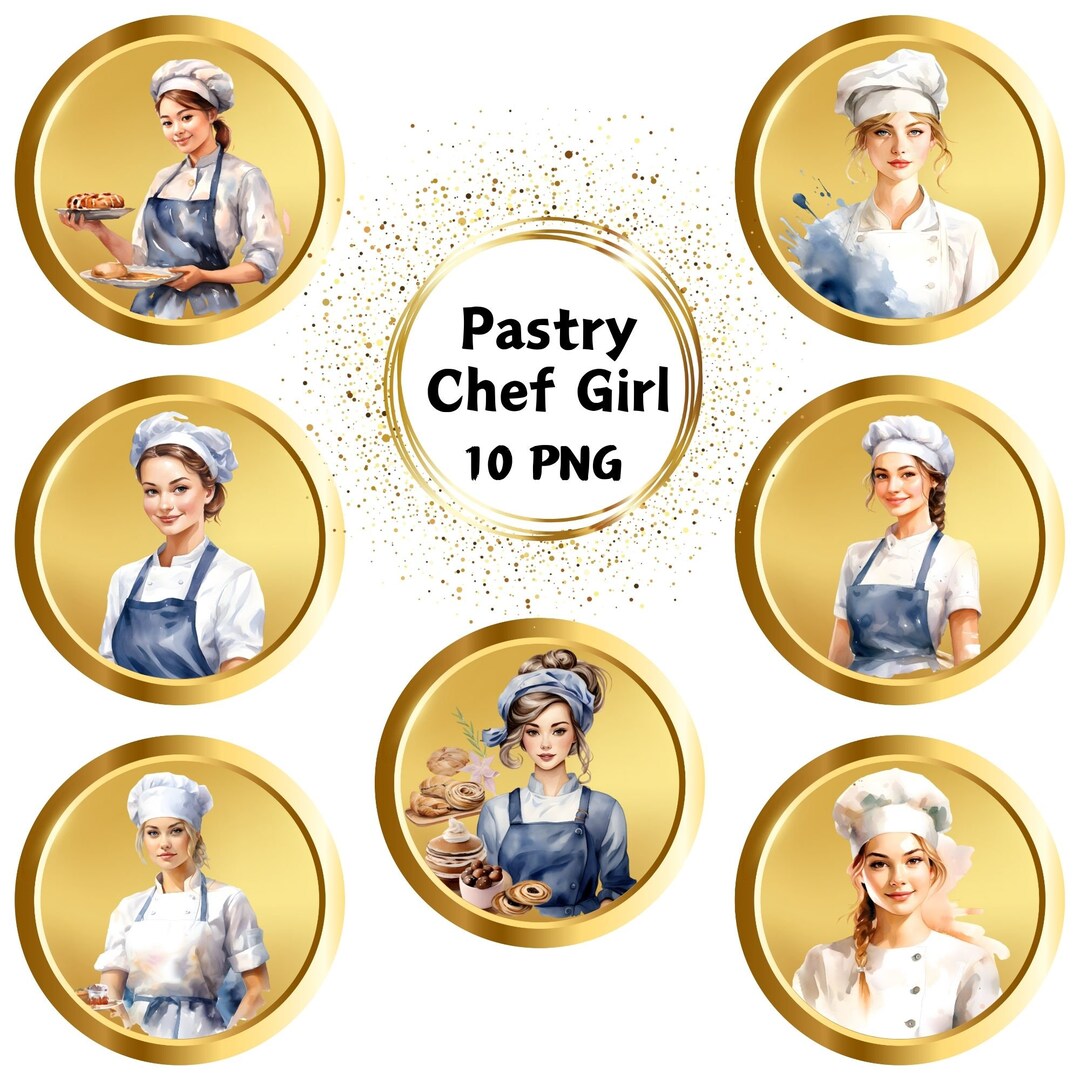 Pastry Chef Clipart Watercolor Art, Sublimation Clipart, Baker PNG, 10 ...