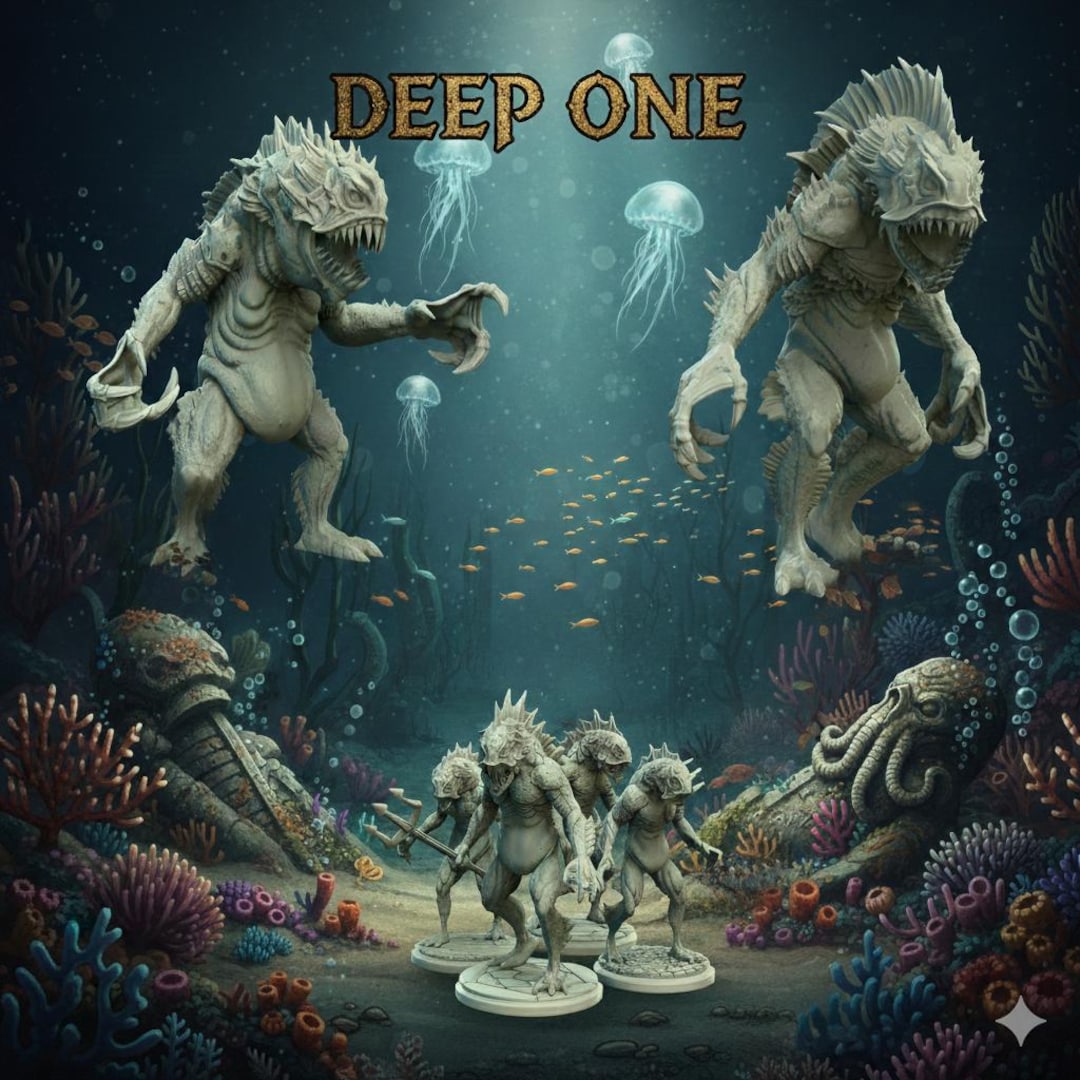 Miniatures of Deep One, Lovecraft, Mansions of Madness, Arkham Horror ...