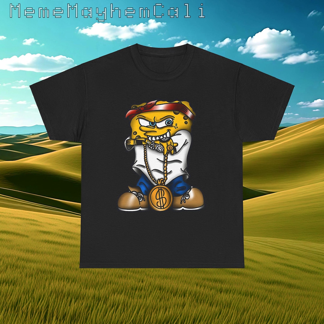 Gangster Spongebob Meme T-shirt, Funny Cartoon Graphic Tee, , Unisex ...