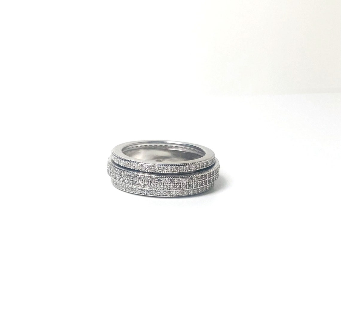 925 Silver Spinner Band CZ Diamond Spinner Ring Spinner - Etsy