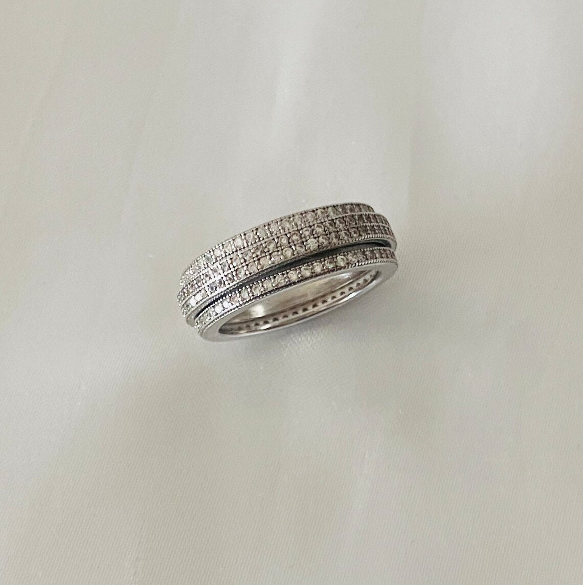 925 Silver Spinner Band CZ Diamond Spinner Ring Spinner - Etsy