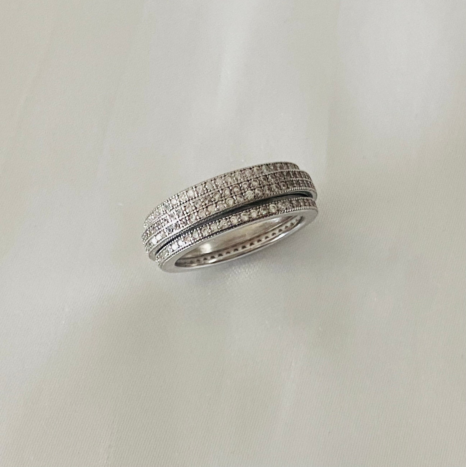 925 Silver Spinner Band CZ Diamond Spinner Ring Spinner - Etsy