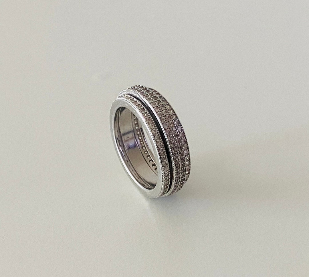 925 Silver Spinner Band CZ Diamond Spinner Ring Spinner - Etsy