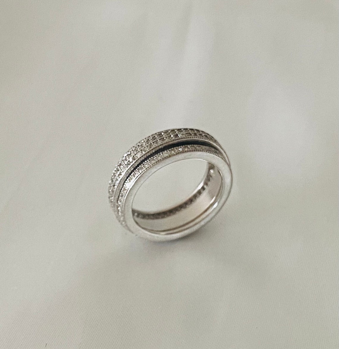 925 Silver Spinner Band CZ Diamond Spinner Ring Spinner - Etsy