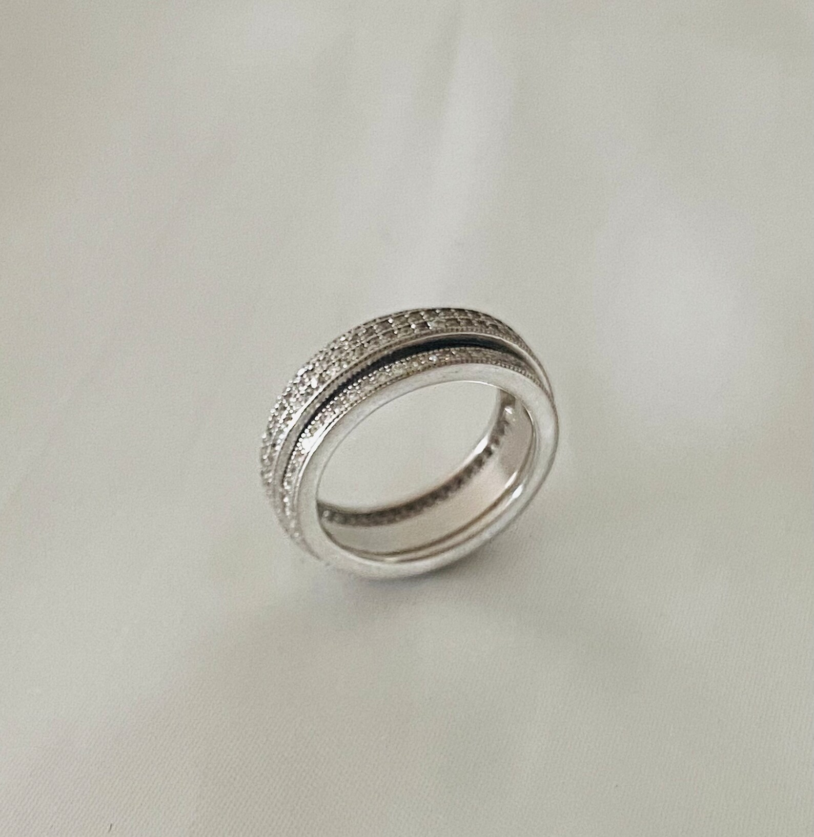 925 Silver Spinner Band, CZ Diamond Spinner Ring, Spinner Band,cz ...