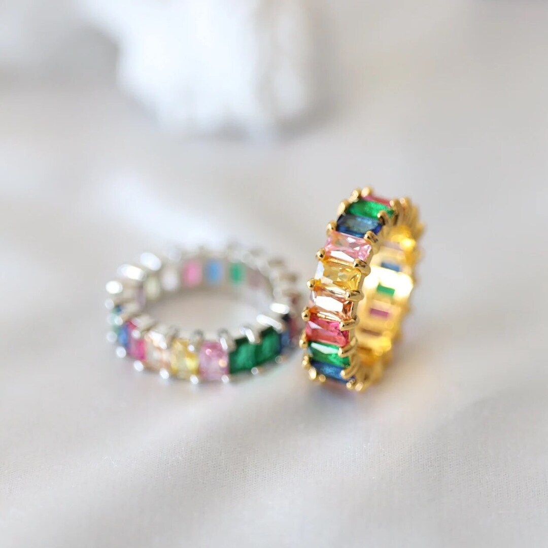 CZ Rainbow Ring. Eternity Rainbow Ring. Gold Rainbow Ring. Rainbow Ring ...