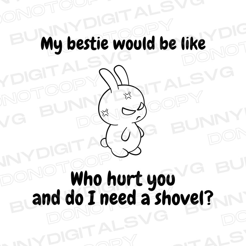 Gift for Bestie Sassy Bunny Cartoon SVG PDF PNG Cut Files for - Etsy