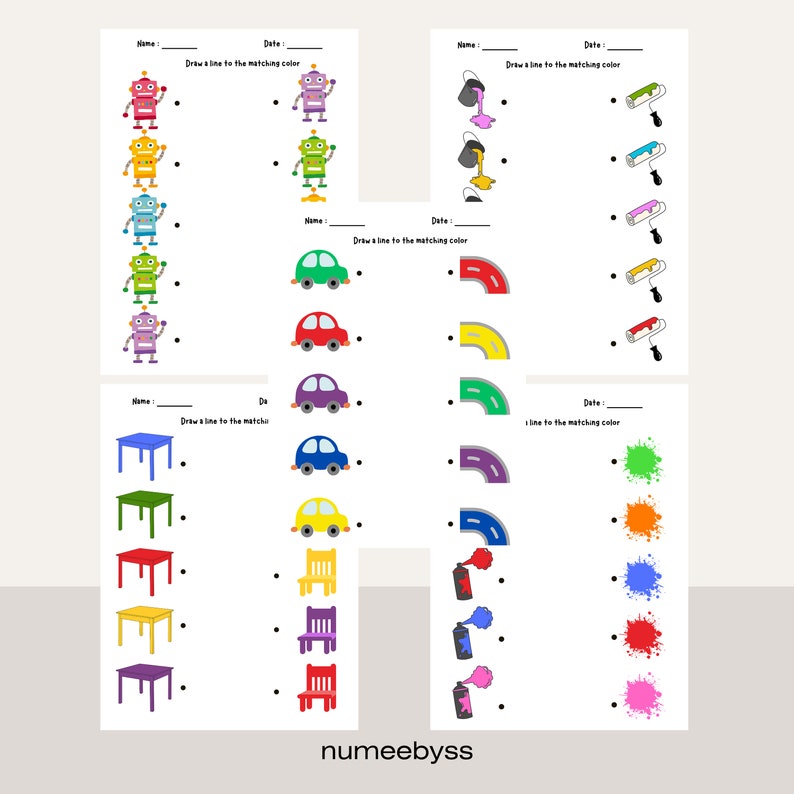 Color Matching Printable Worksheet for Kids - Etsy