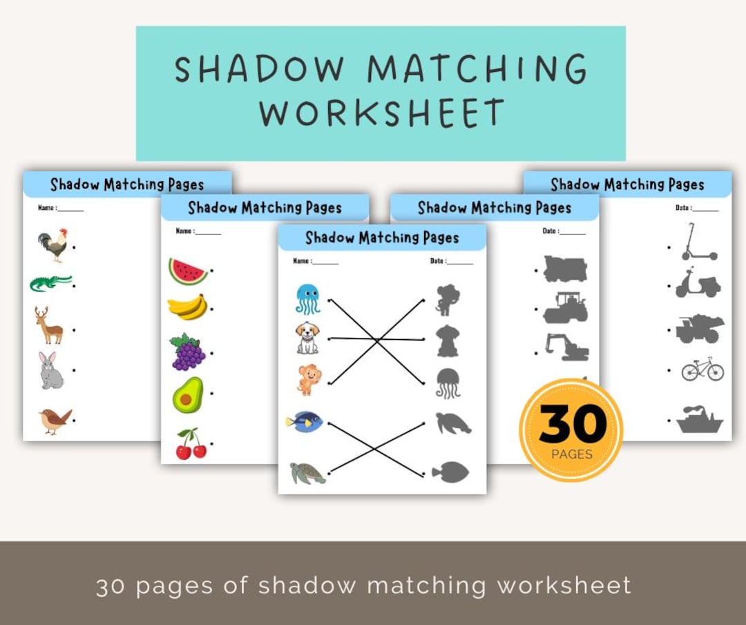 Shadow Matching Worksheets for Kids Shadow Matching Worksheets Match ...