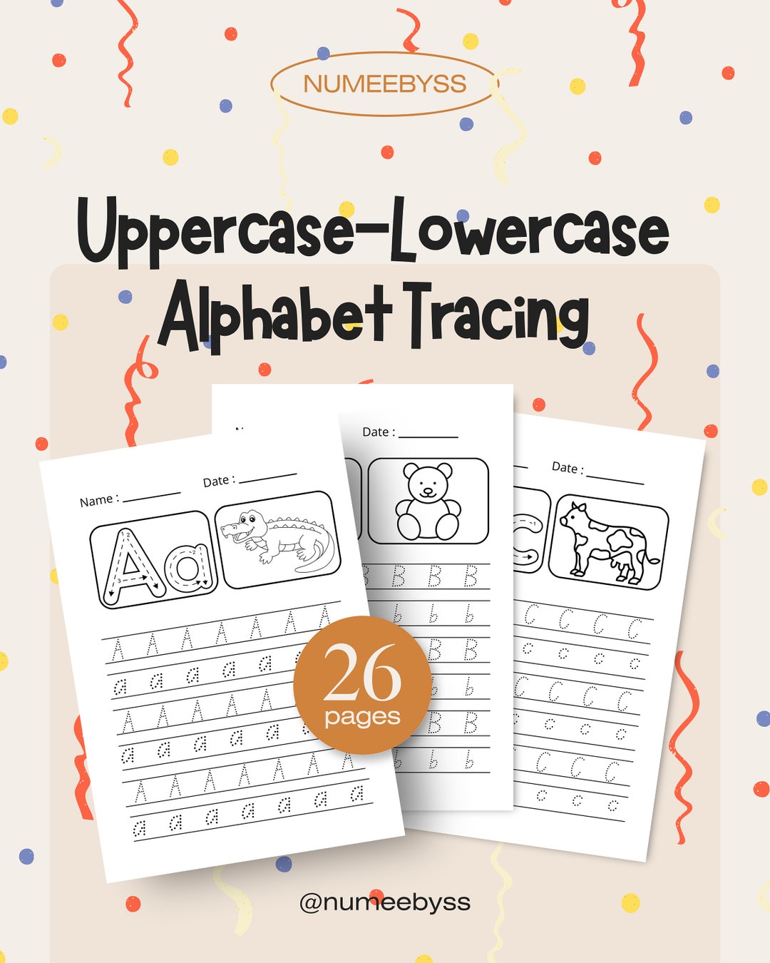 26 Uppercase Lowercase Alphabet Tracing - Etsy