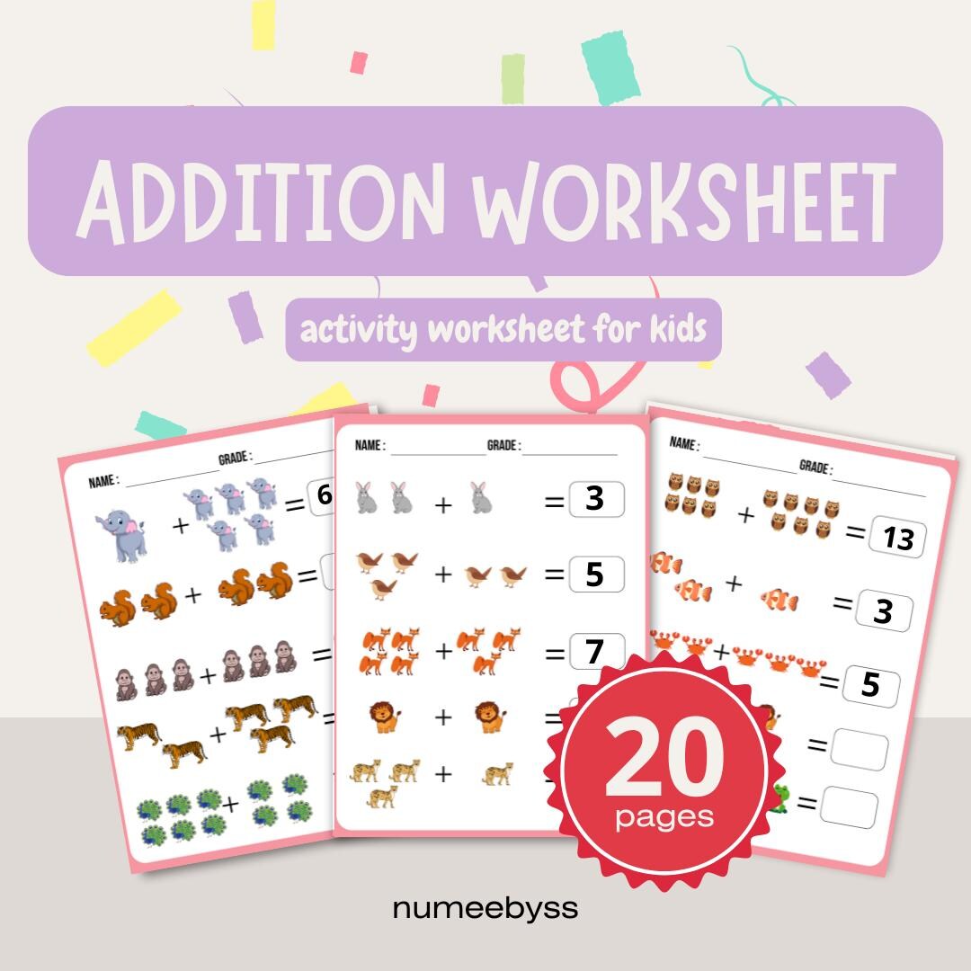 Fun Math Practice - Printable Addition Worksheet - Preschool Addition ...