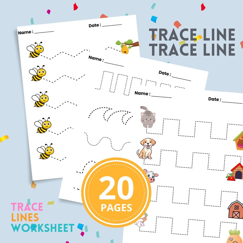 Lines Trace Pages Printable, Trace Line Worksheet, Printable Worksheet ...