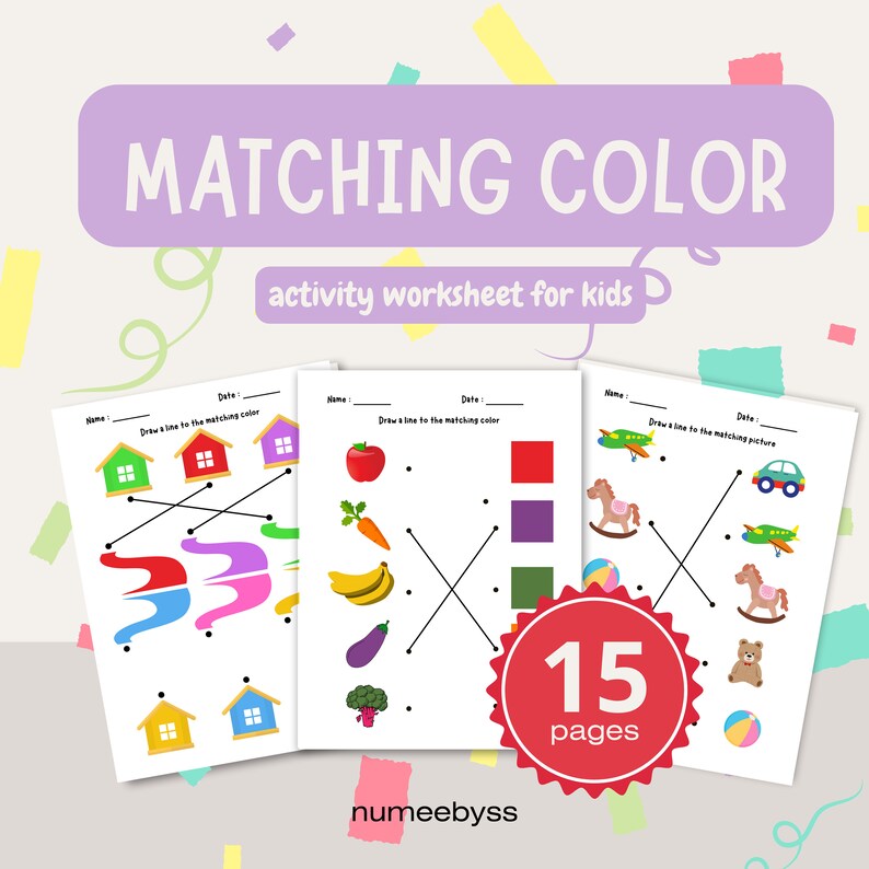 Color Matching Printable Worksheet for Kids - Etsy