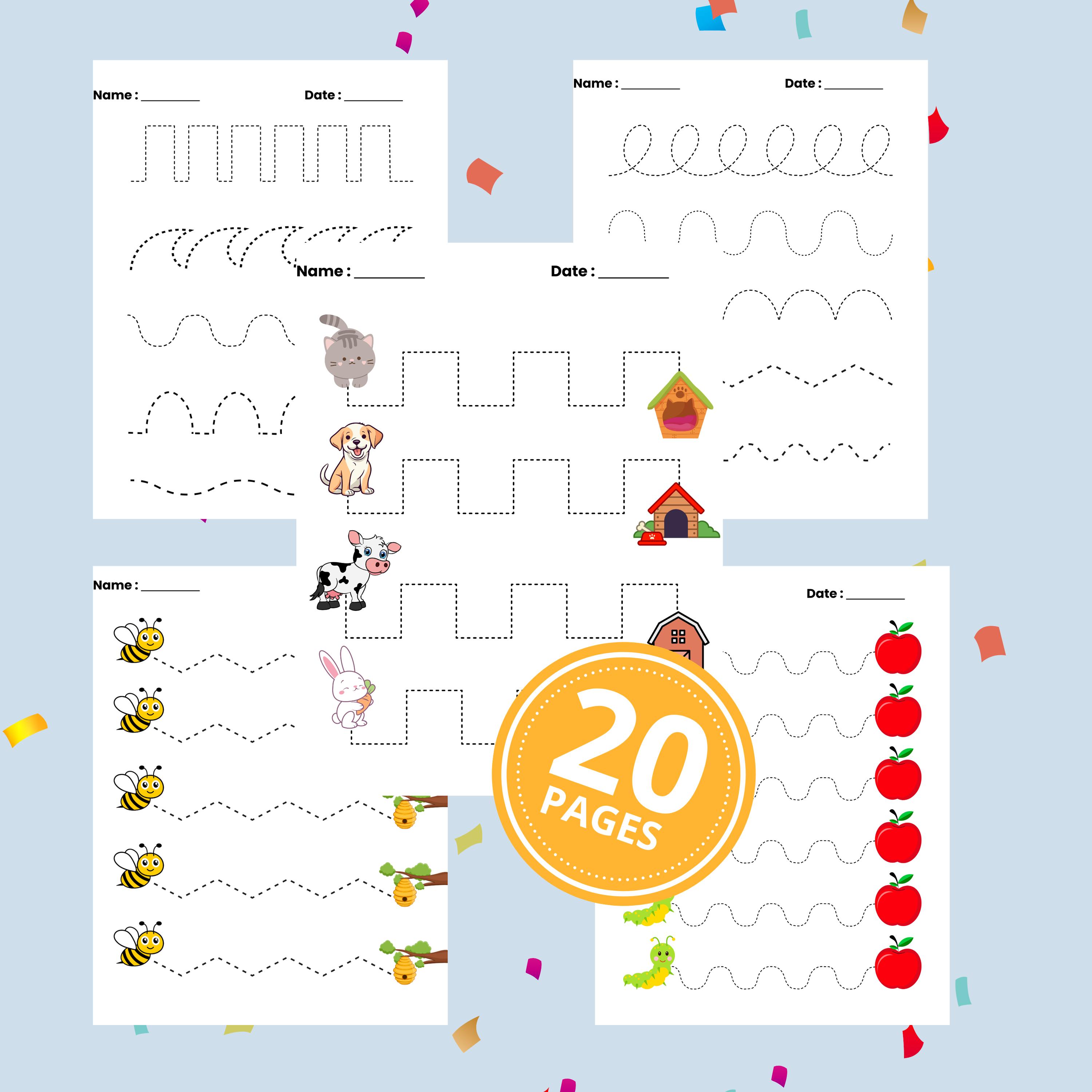 Lines Trace Pages Printable, Trace Line Worksheet, Printable Worksheet ...