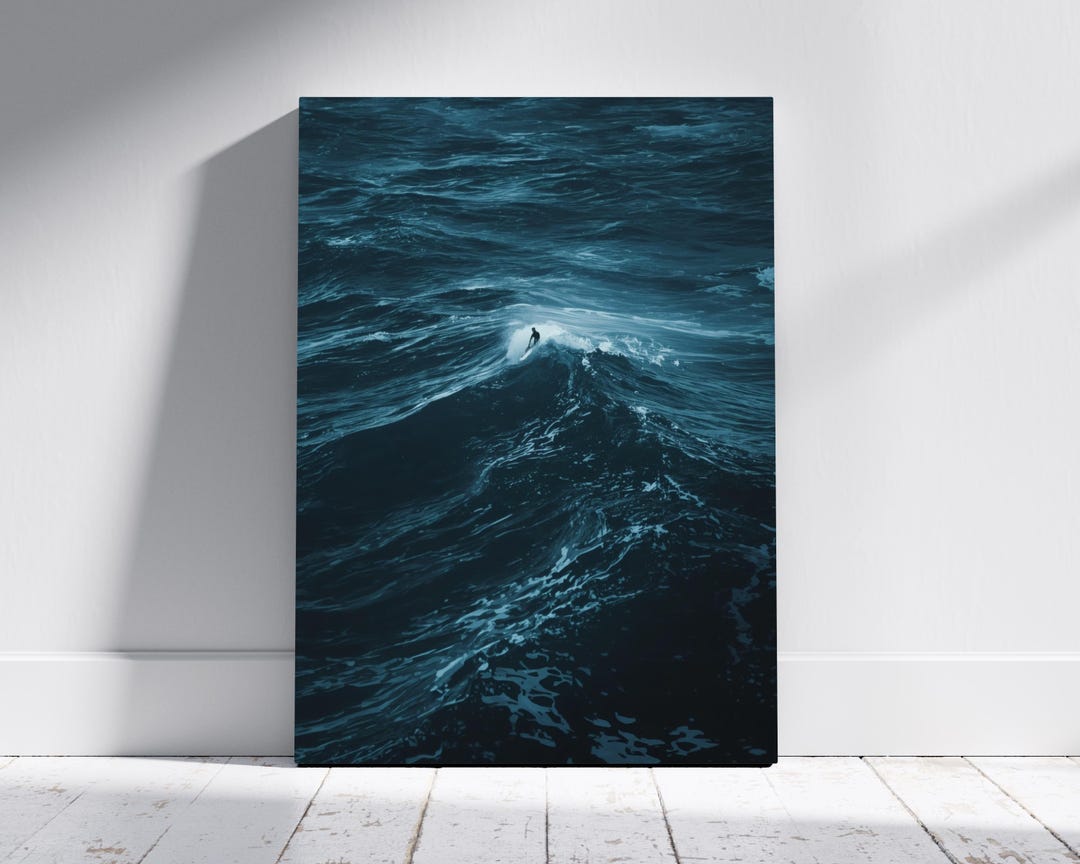 Surf Poster: Dark Ocean Wave Print – Minimalist Surfer Wall Art ...