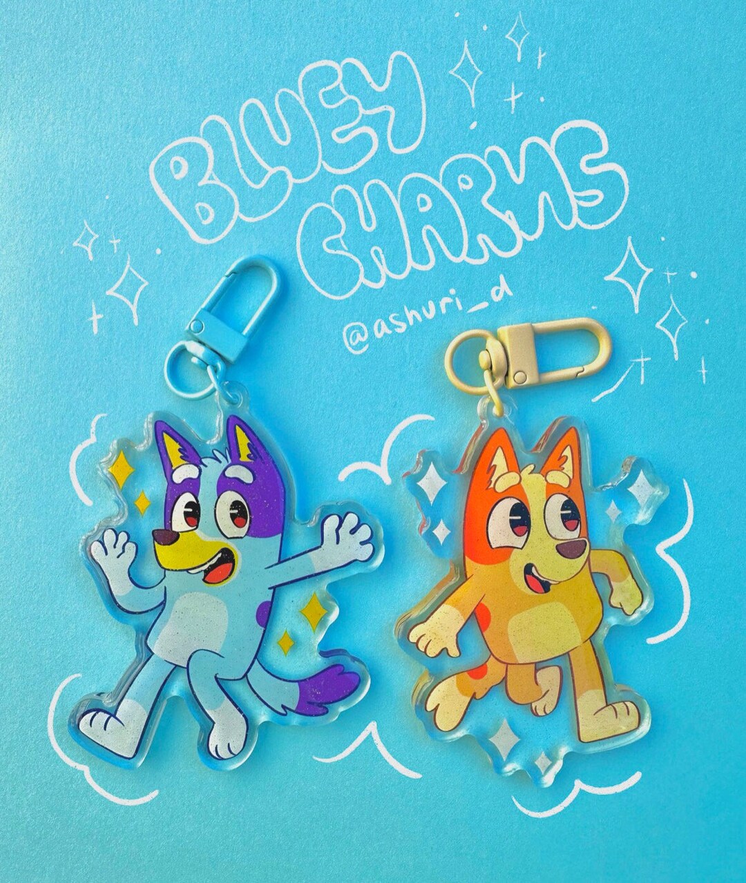 Bluey & Bingo 3 Acrylic Charms - Etsy
