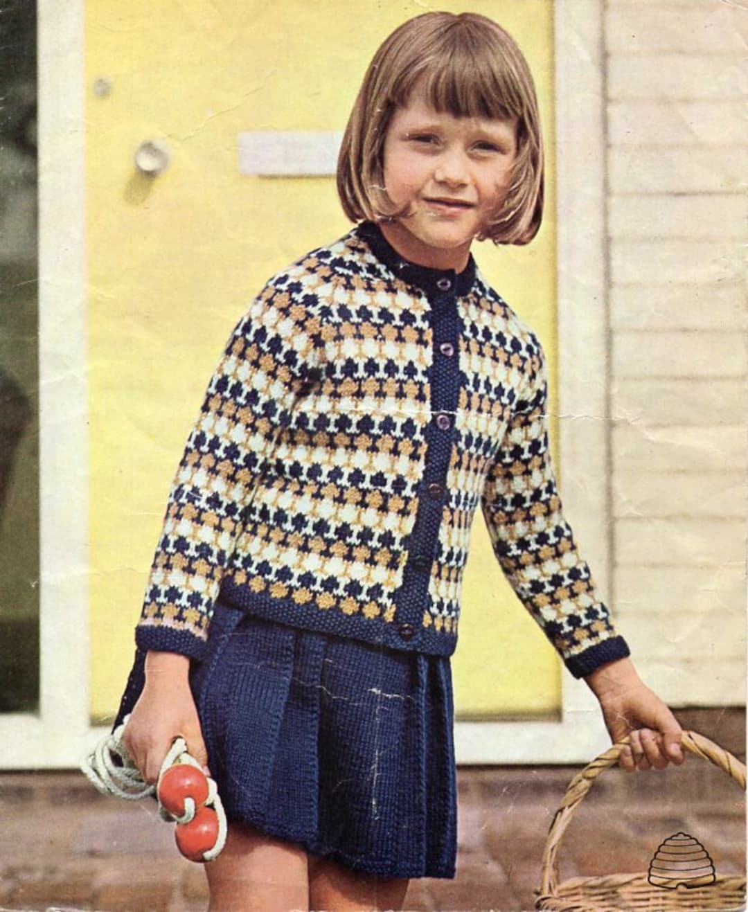 Vintage Childrens Fair Isle Cardigan KNITTING PATTERN Pdf Girls ...