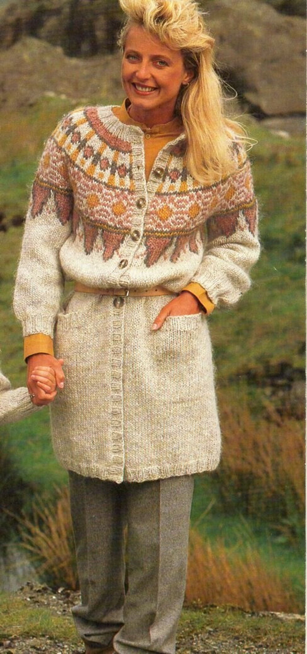Vintage Womens Icelandic Cardigan KNITTING PATTERN Pdf Nordic Fair Isle ...