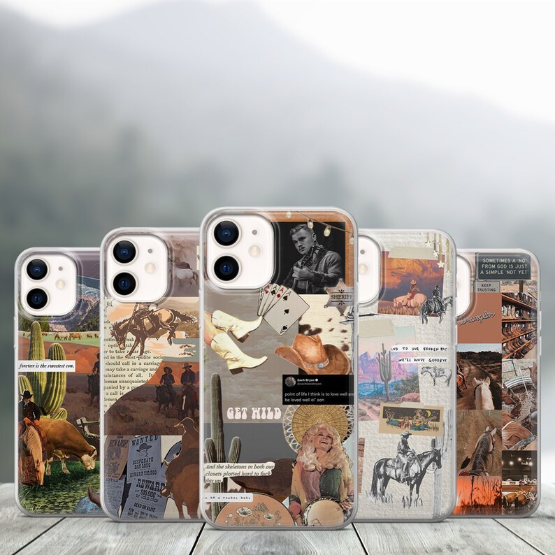 Cowboy Phone Case Cowgirl Collage Cover Fit for iPhone 14 Pro, 13, 12 ...