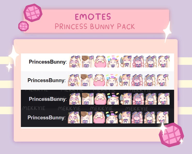 Princess Bunny Emotes Pack (twitch/discord) - Etsy