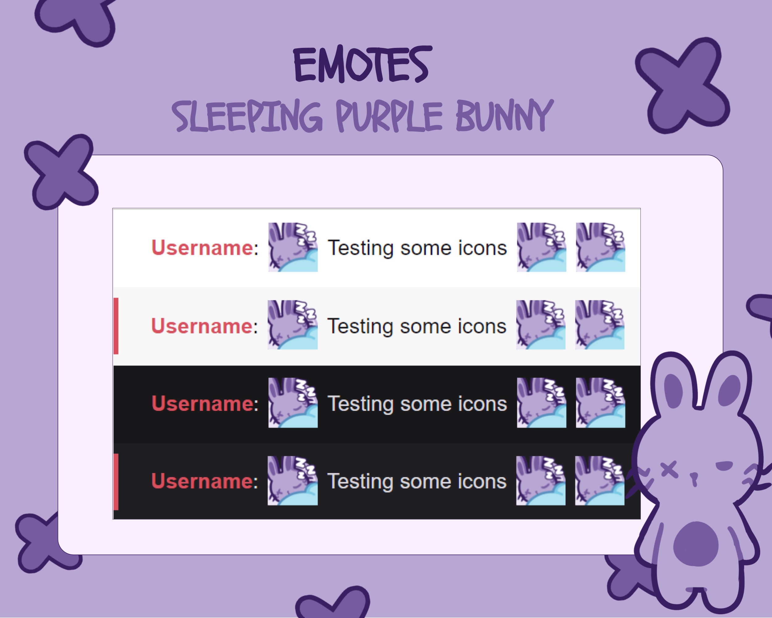 Purple Bunny Emote Sleep (twitch/discord) - Etsy