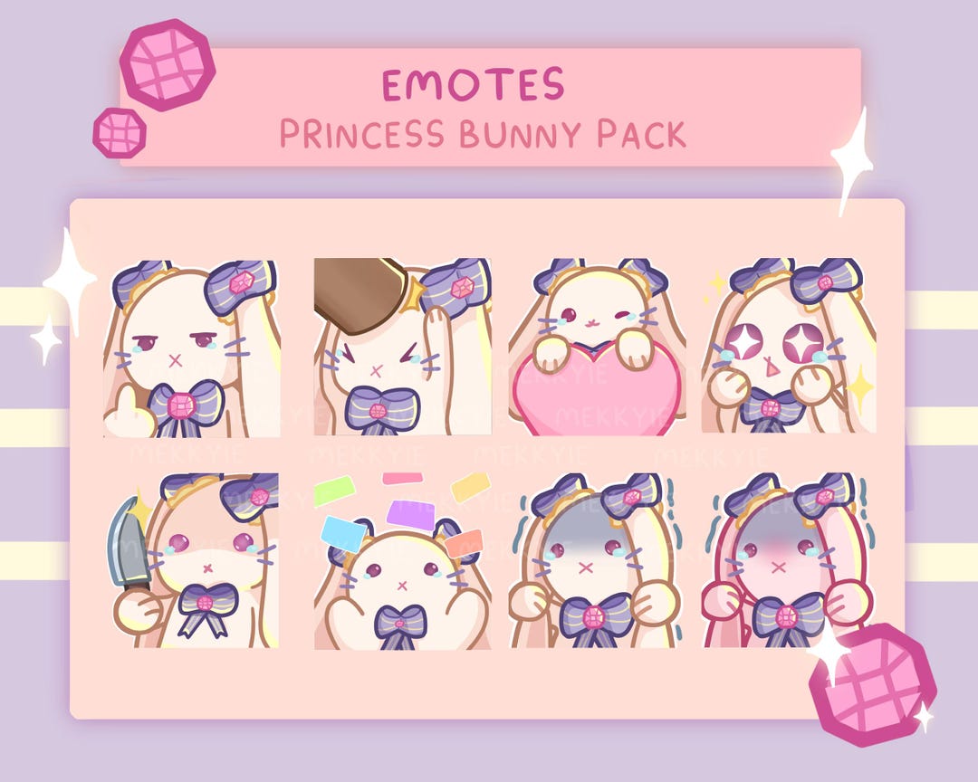 Princess Bunny Emotes Pack (twitch/discord) - Etsy