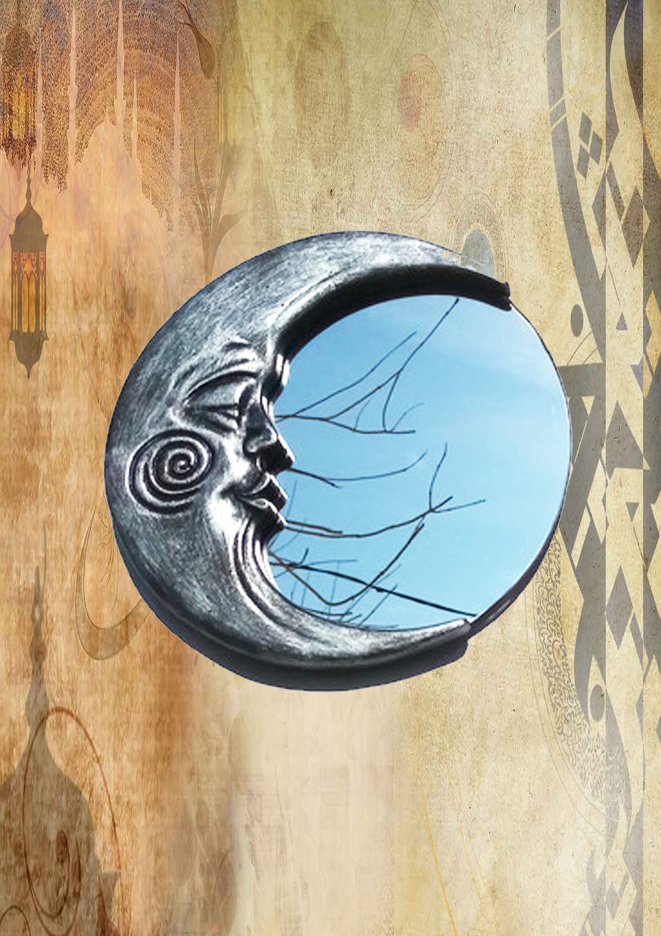 Moon Mirror, Celestial Mirror, Crescent Moon Mirror, Moon Mirror ...
