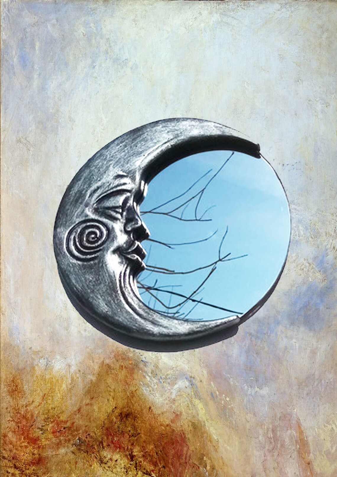 Moon Mirror, Celestial Mirror, Crescent Moon Mirror, Moon Mirror ...