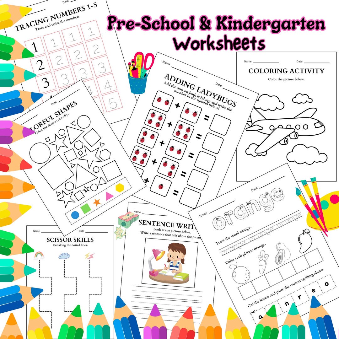 50 Printable Fun and Engaging Worksheets for Preschool & Kindergarten ...